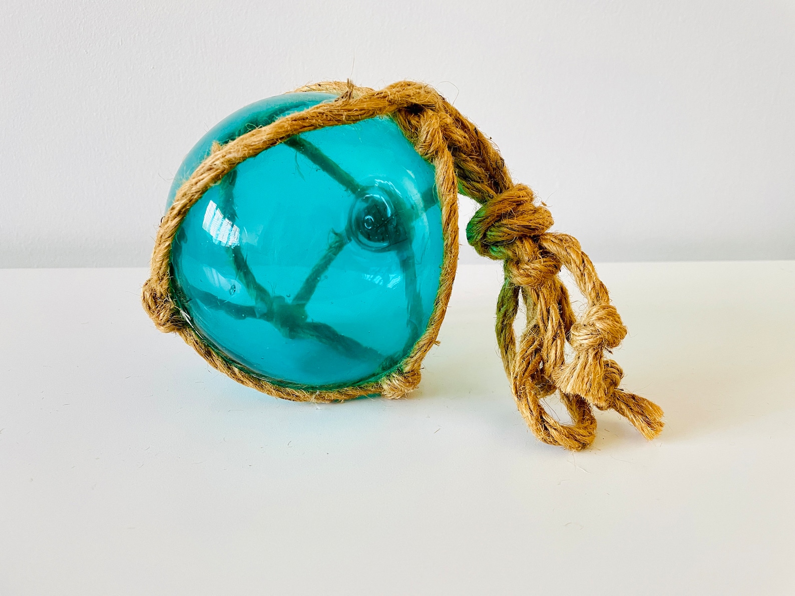 5 Glass Fishing Float on Rope Coastal Decor Nautical Decor Turquoise ...