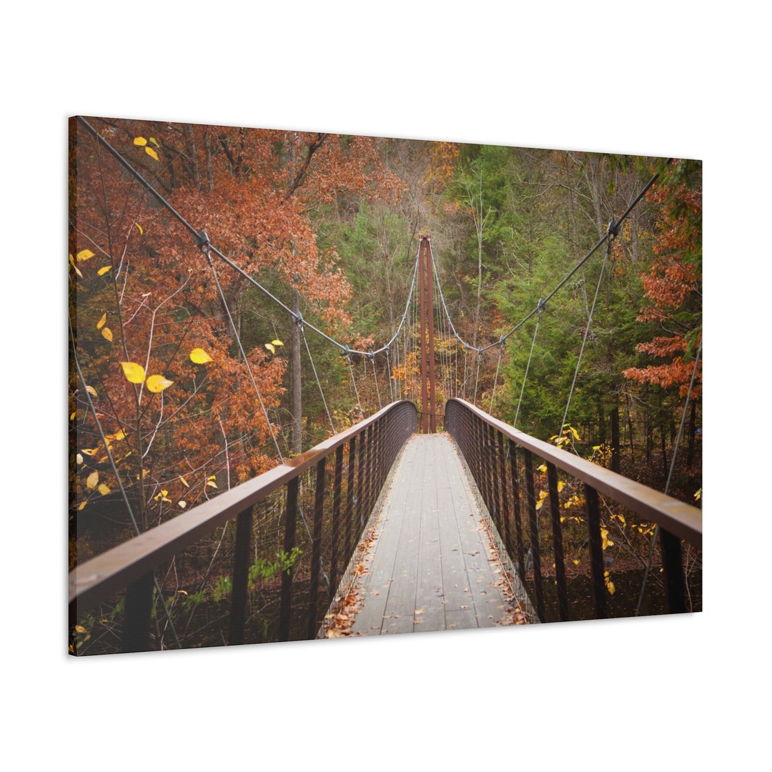 Bridge in Autumn Scenery, Autumn Trails, Bridge in Fall, Autumn Canvas ...
