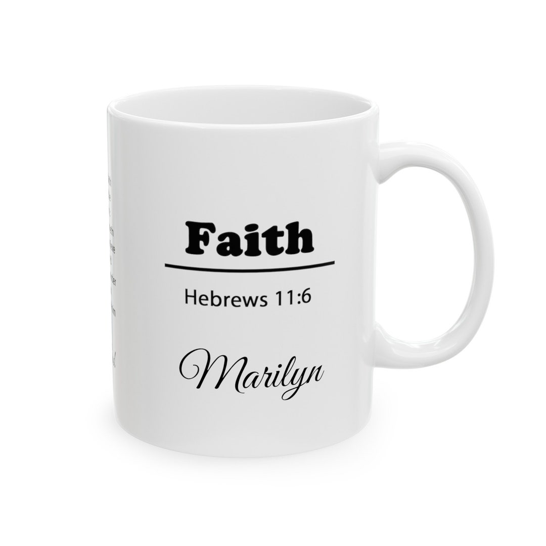 Faith Coffee Mug With Your Name, Faith Affirmation Mugs, Religious ...