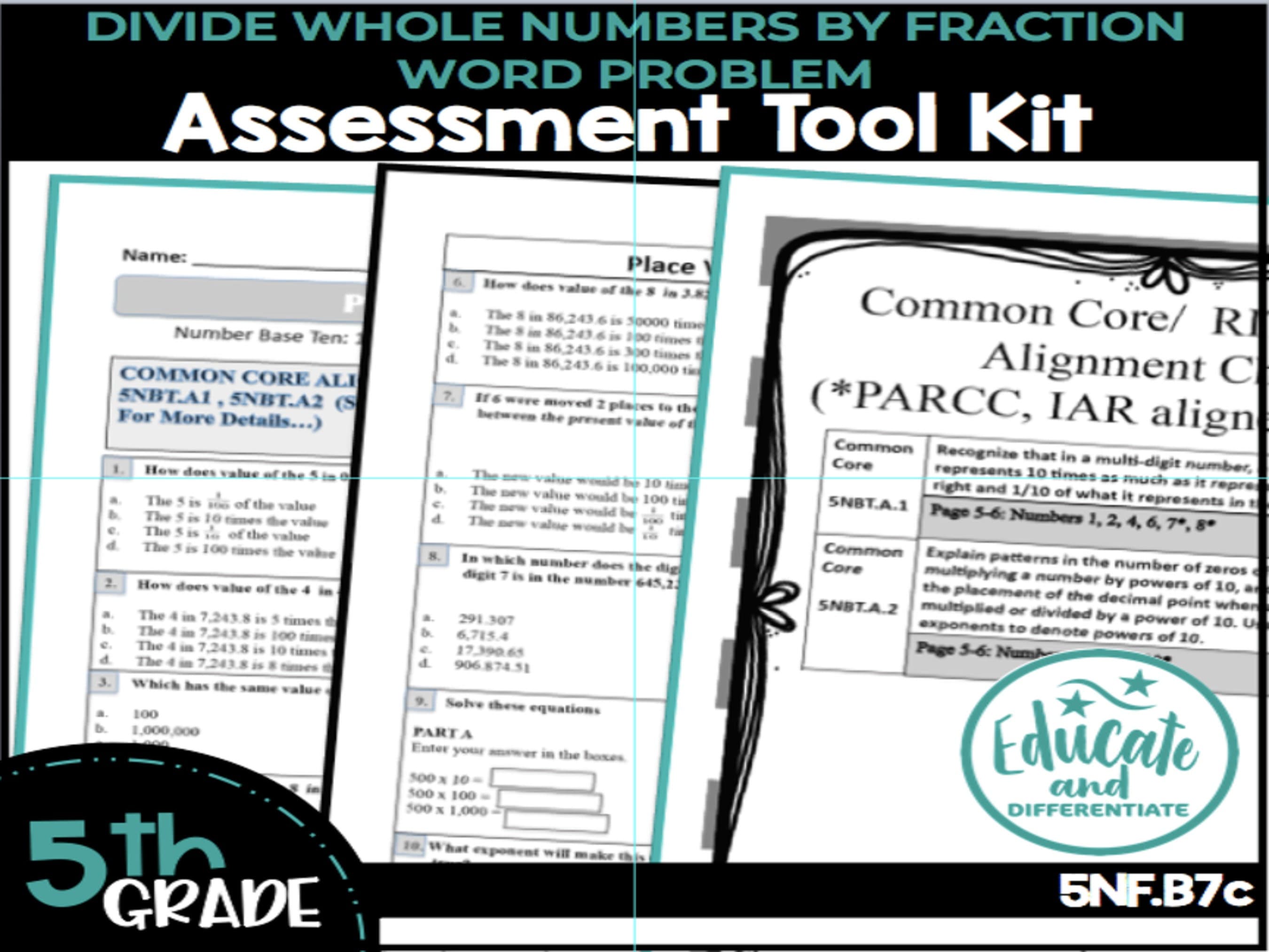 Divide Whole Numbers by Fractions Word Problems Worksheet- Math ...