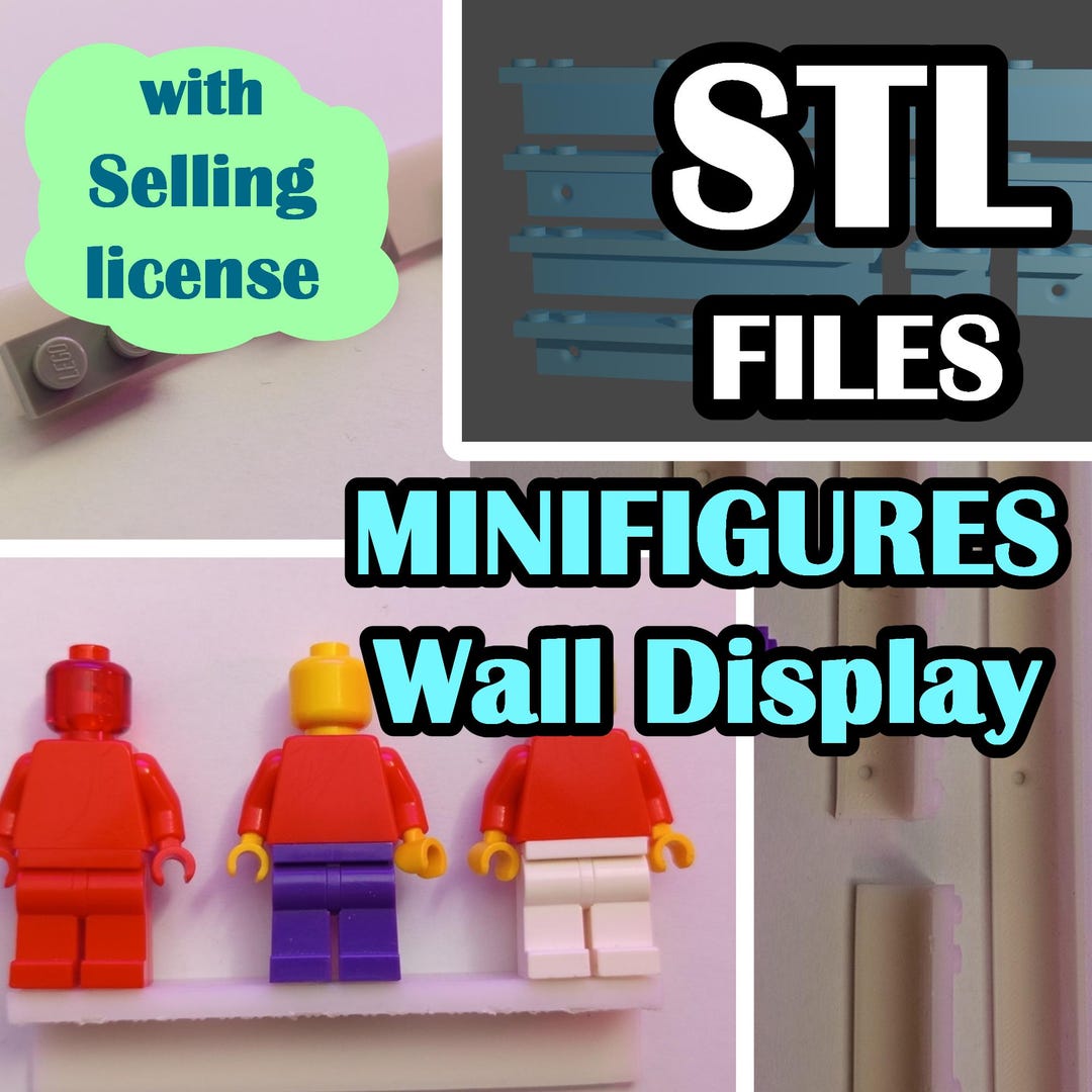 Minifigure Wall Display, STL Files for 3d Printing, Minifigure Display STL File, Selling License ...