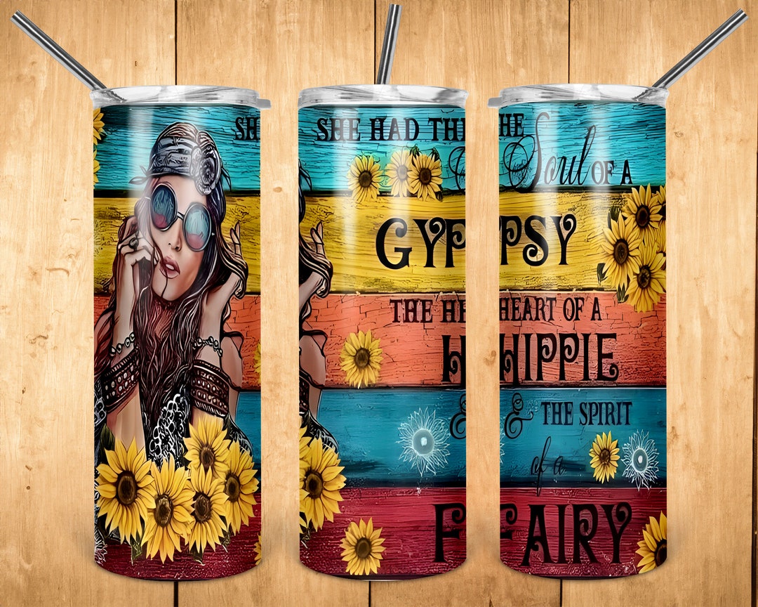 Hippy Lady 20oz Skinny 12oz Sippy Sublimation Design Tumbler Wrap ...