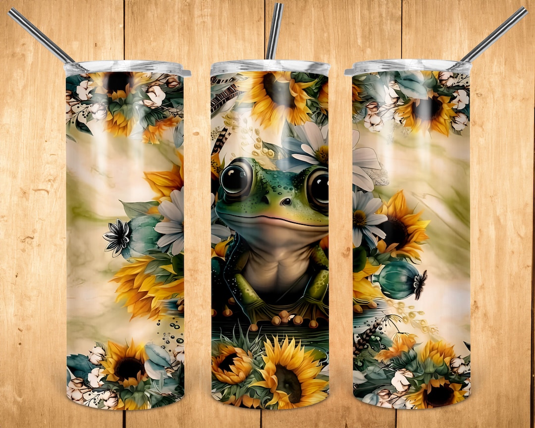 Frog and Sunflowers Tumbler Wrap Design: 20oz Skinny/12oz Sippy ...