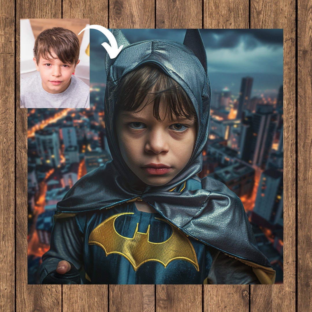 Personalized Super Hero Portrait From Photo Hero Kid - Etsy