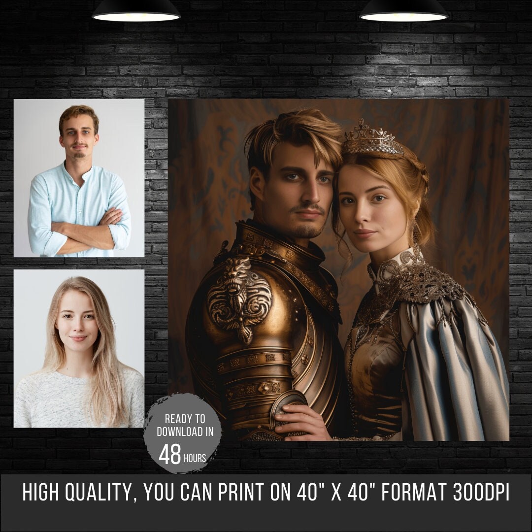 Custom Royal Couple Portrait From Photo, Custom Royal Family Portrait ...