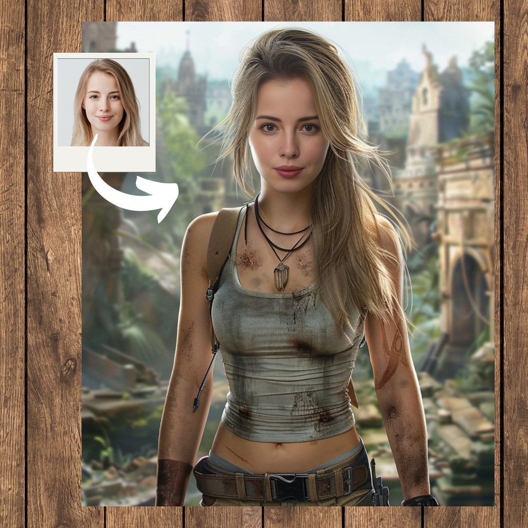 Custom Adventurer Tomb Raider Portrait From Photo Custom Portrait for ...