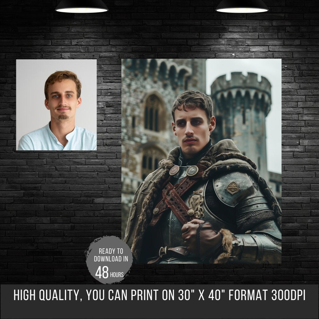 Custom Medieval Knight Portrait From Photo, Custom Royal Portrait ...