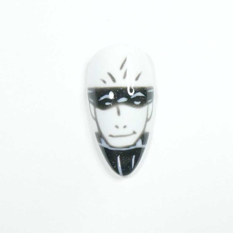 Gojo Satoru Press on Nails Almond Square Stiletto Coffin Long Nails ...