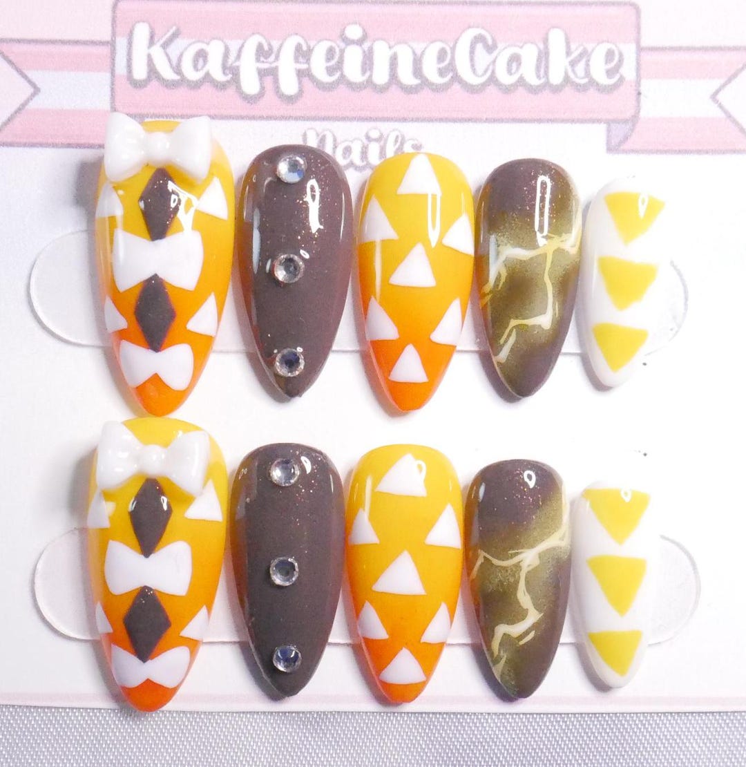 Zenitsu Agatsuma Demon Slayer | Press on Nails | Almond - Etsy