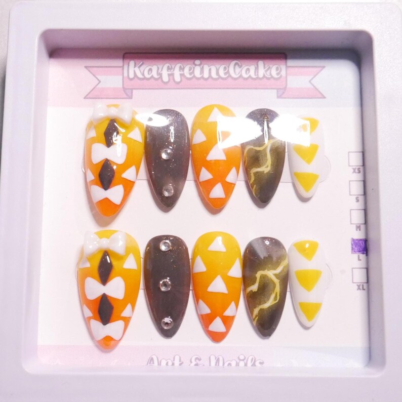 Zenitsu Agatsuma Demon Slayer | Press on Nails | Almond - Etsy