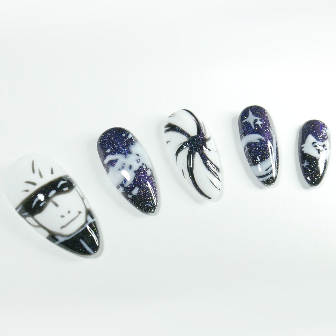 Gojo Satoru Press on Nails, Almond, Square, Stiletto, Coffin, Oval - Etsy