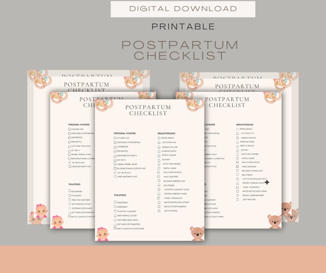 Postpartum Pregnancy Checklist Planner, Postpartum Checklist ...