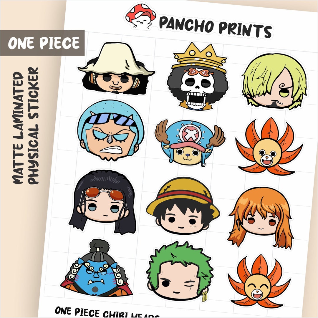 One Piece Anime Chibi Heads Doodle Matte Laminated Hand Drawn Planner ...