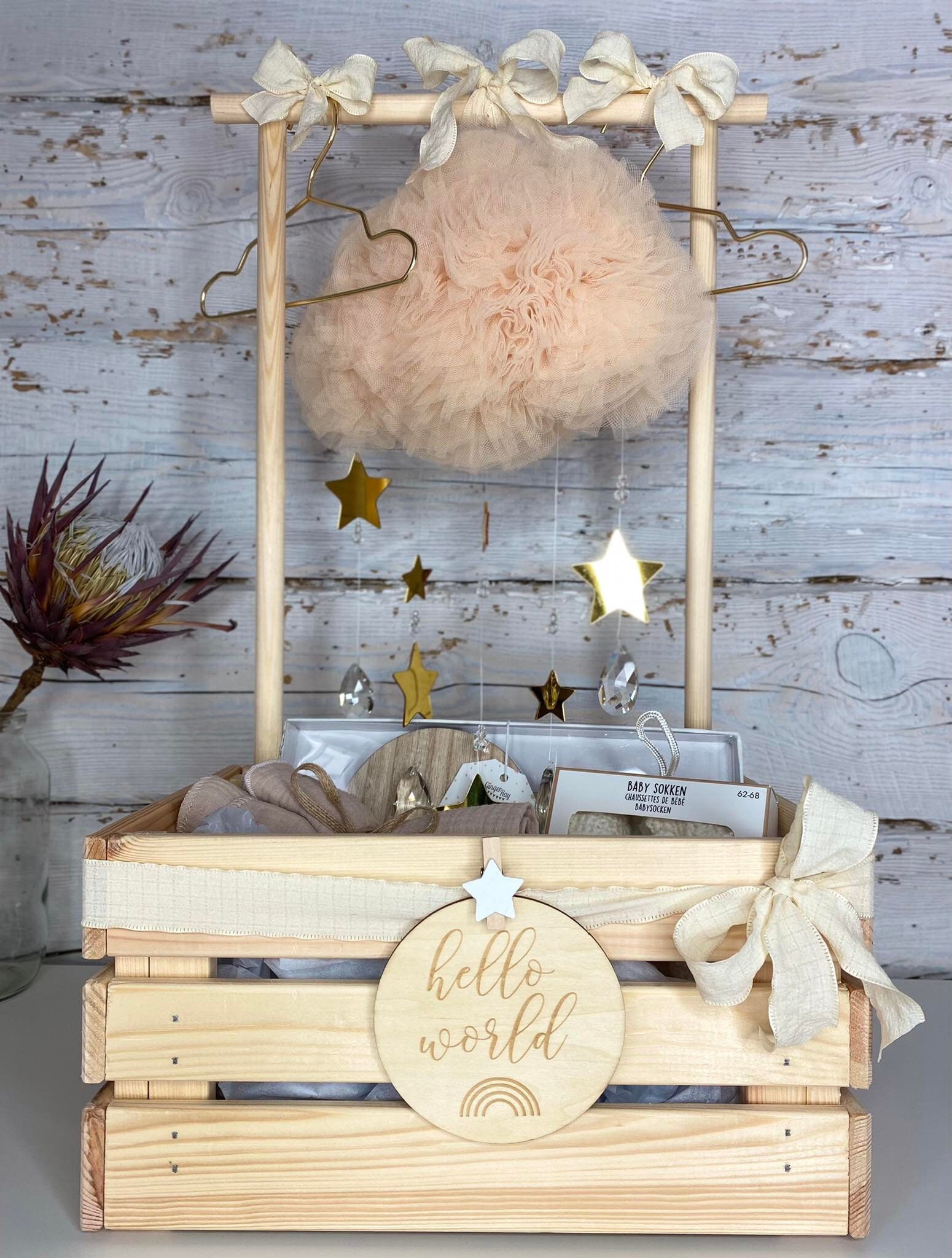 Hello World Baby Shower Crate Versatile Wooden Box & Montessori ...