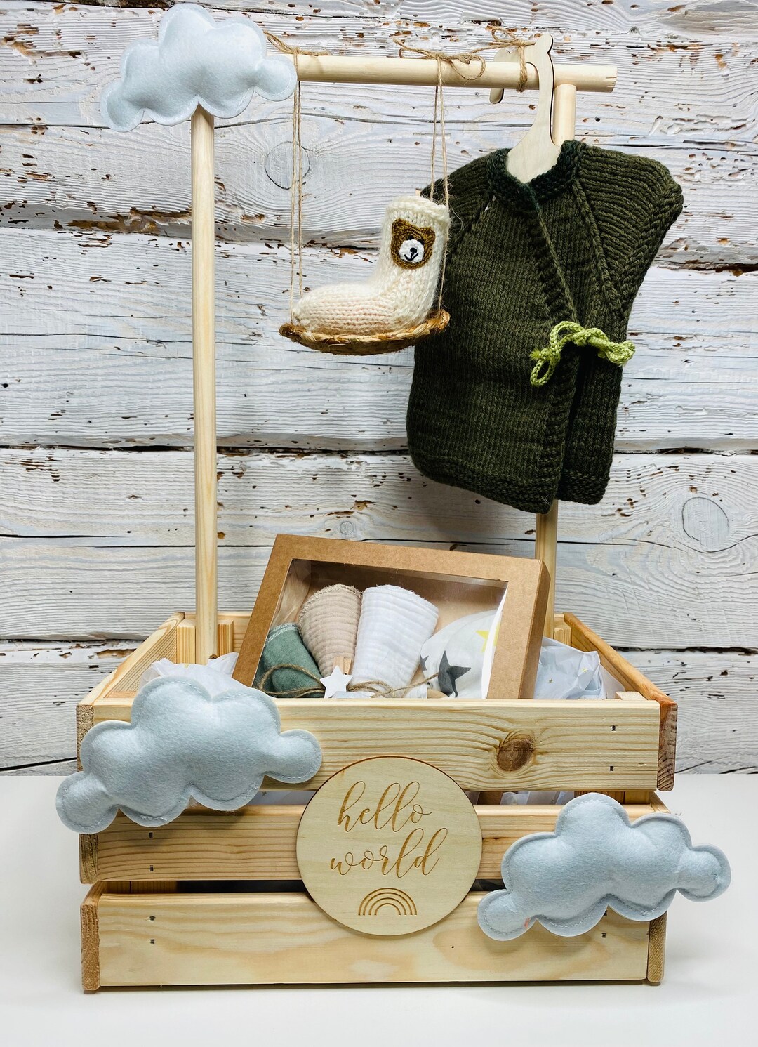 Hello World Baby Shower Crate Baby Hamper, Baby Gift Box - Etsy