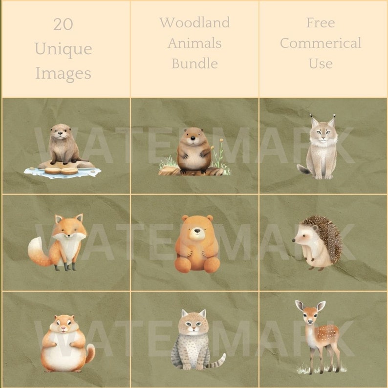 Woodland Animals PNG Bundle - Etsy