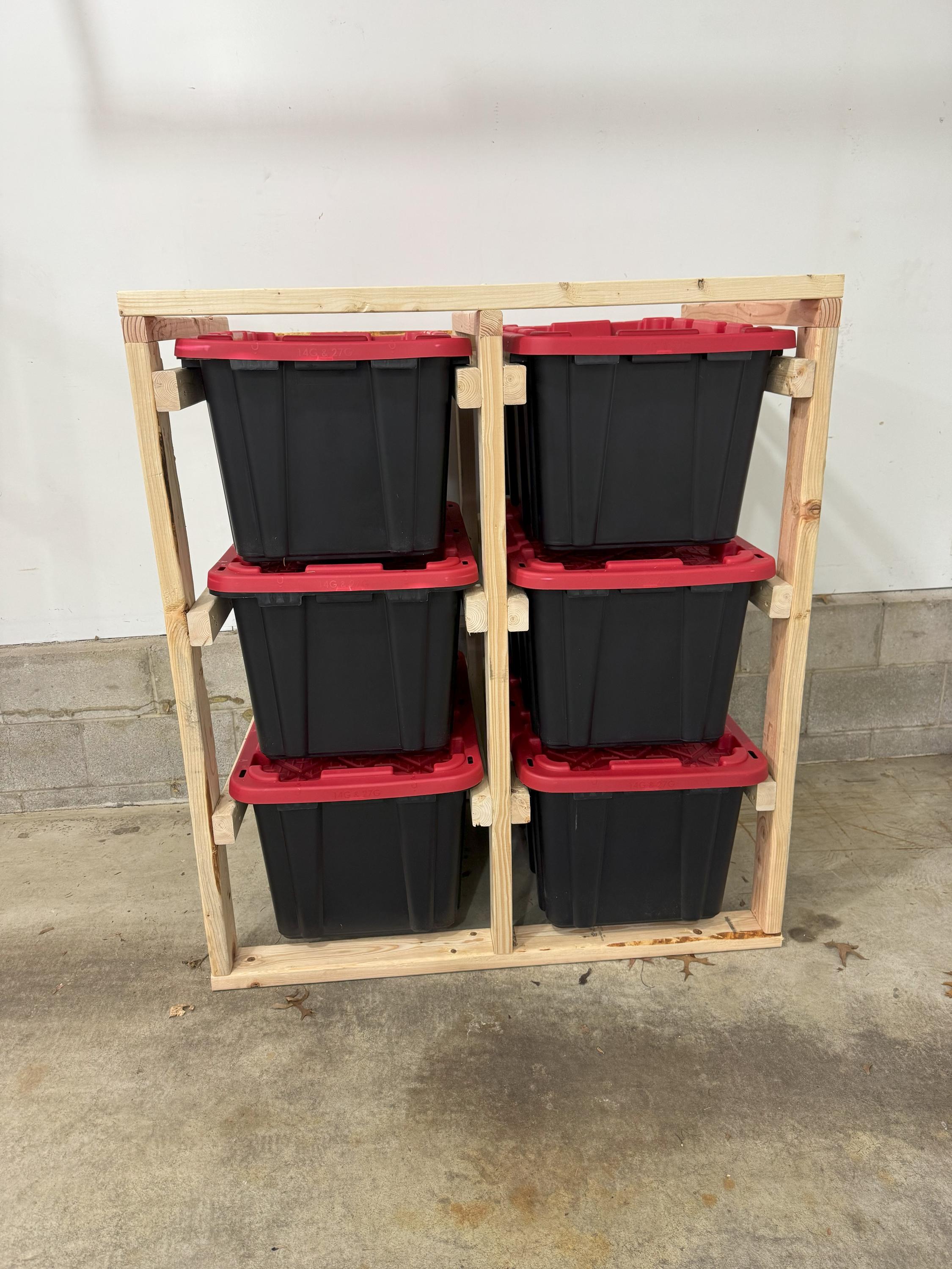 27 Gallon Tote Rack Plans, Tote Garage Storage Shelves, Organization ...