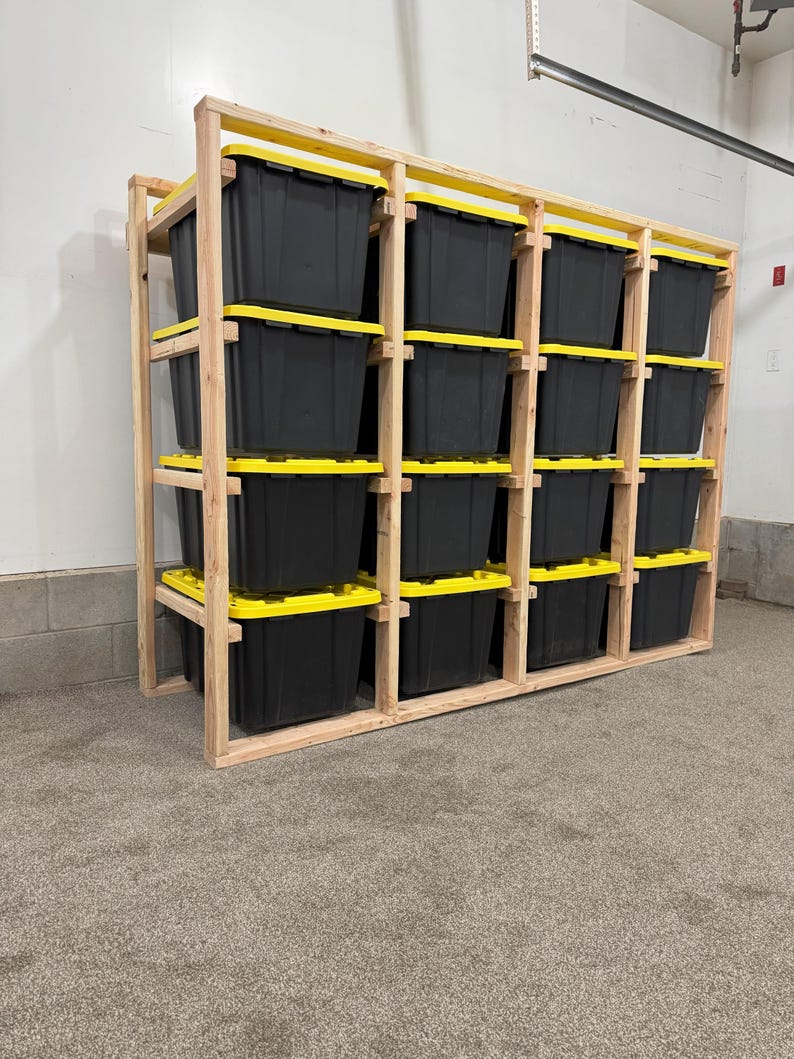 27 Gallon Tote Rack Plans, Tote Garage Storage Shelves, Organization ...