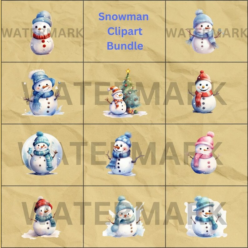 Snowman Clipart Bundle - Etsy