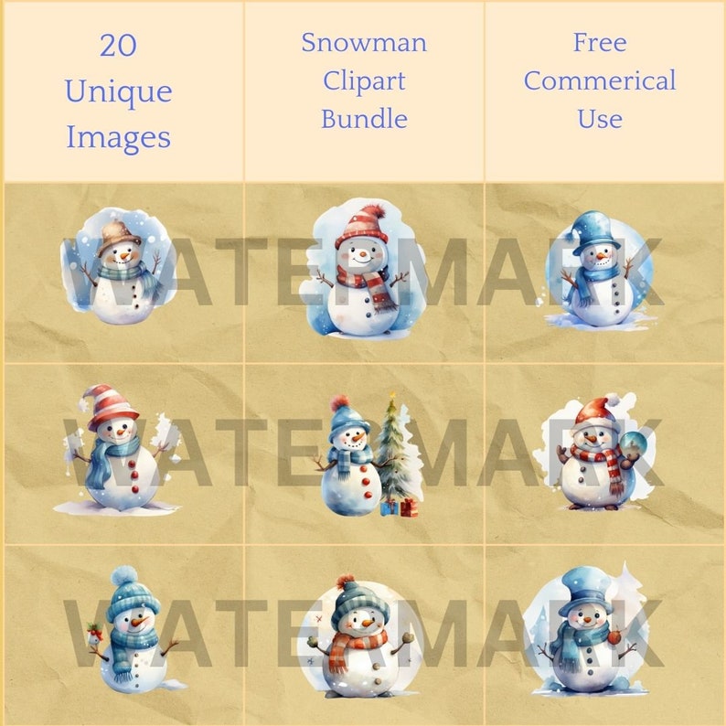 Snowman Clipart Bundle - Etsy