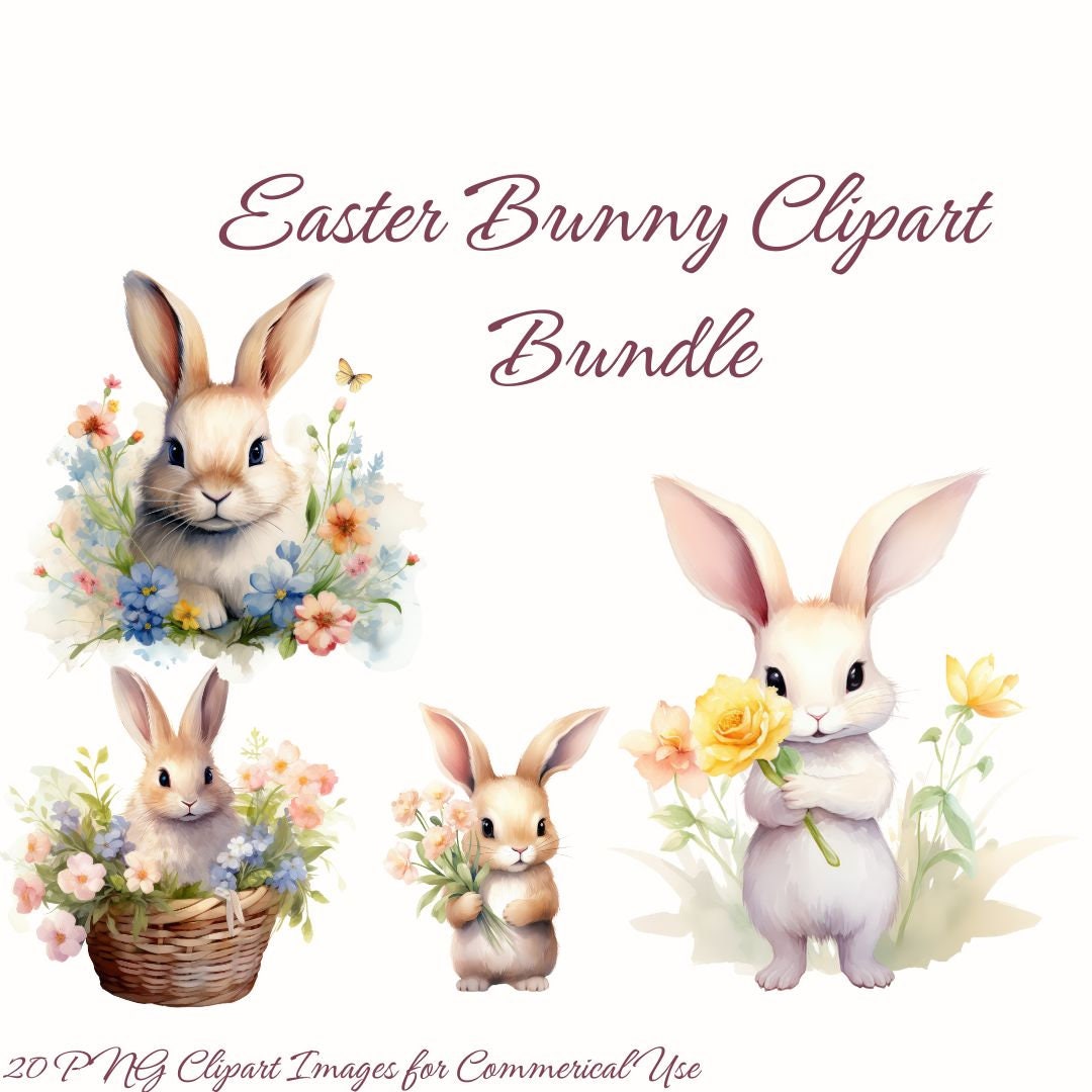Easter Bunny PNG Clipart - Etsy