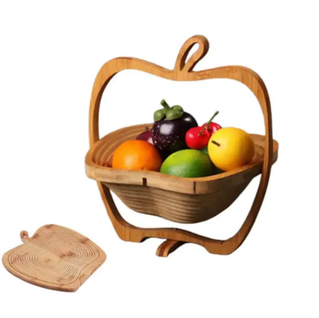 Bamboo Folding Wooden Fruit Basket - Etsy