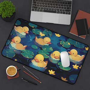 Kawaii Animal Desk Mat, Cute Yellow Ducks, Colorful Desk Pad, Large ...