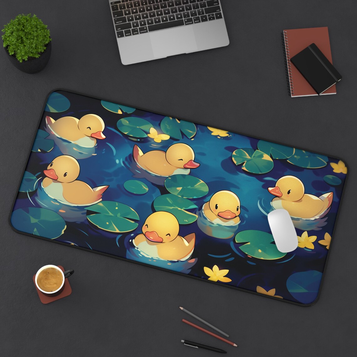 Kawaii Animal Desk Mat | Cute Yellow Ducks, Colorful Desk Pad | Large ...