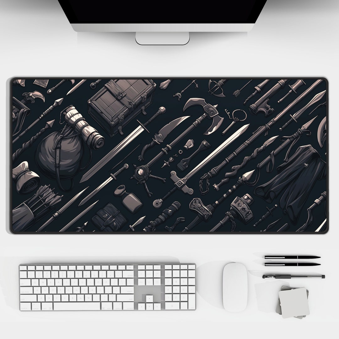 Adventurer's Guild Desk Mat, Medieval Weapon Fantasy Theme, Rpg ...
