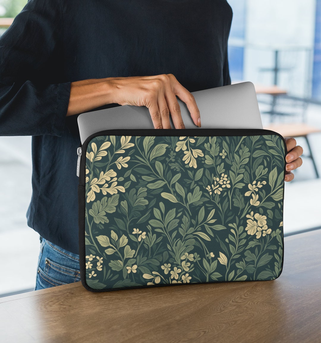 Botanical Charm Laptop Sleeve, Aesthetic Nature-inspired Laptop Case ...