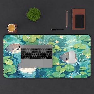 Kawaii Animal Desk Mat With Cute River Otter Design, Large Gaming Mouse ...