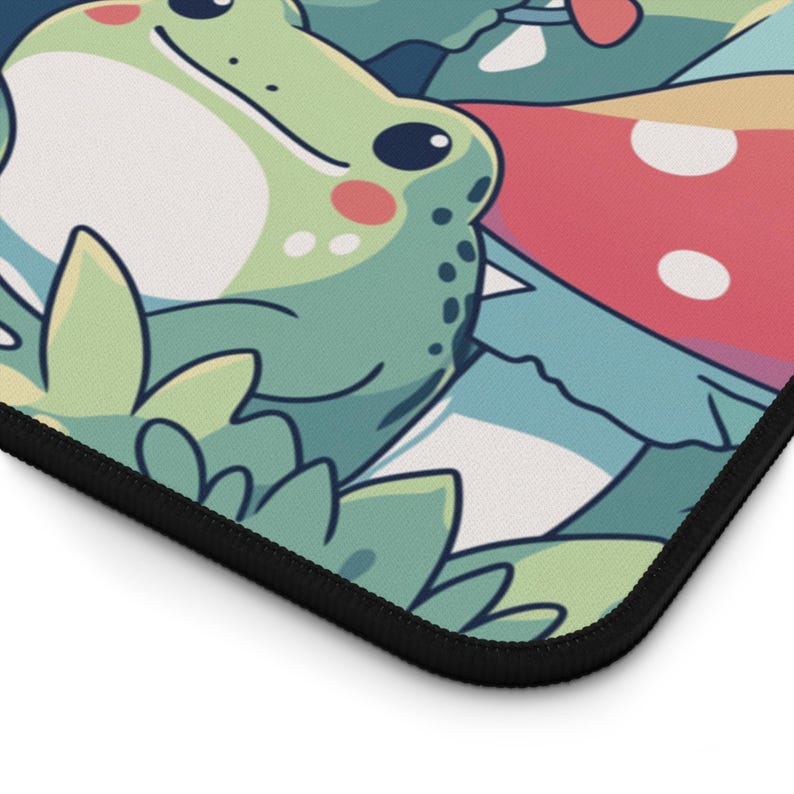 Kawaii Green Frog Desk Mat | Chibi Aesthetic Mousepad, Cute Frog Desk ...