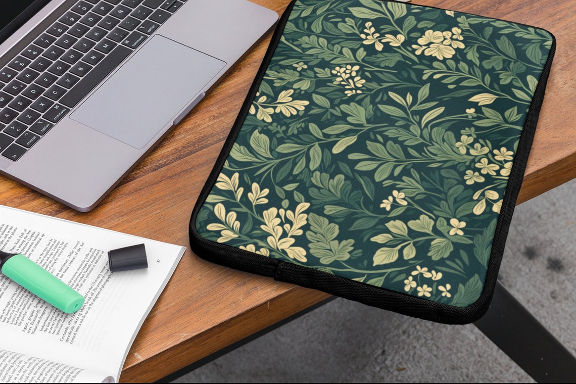 Botanical Charm Laptop Sleeve, Aesthetic Nature-inspired Laptop Case ...