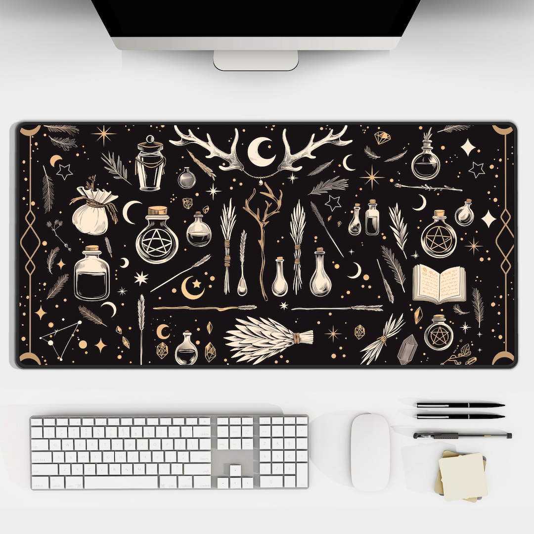 Cute Witchy Desk Mat | Dark Cottagecore Mousepad | Dark Academia Desk ...