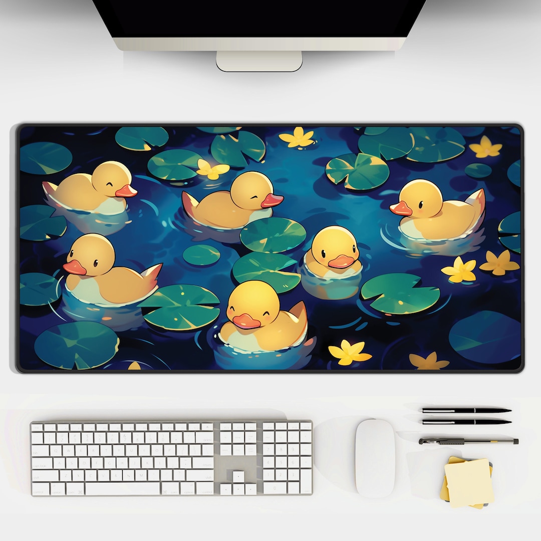 Kawaii Animal Desk Mat, Cute Yellow Ducks, Colorful Desk Pad, Large ...