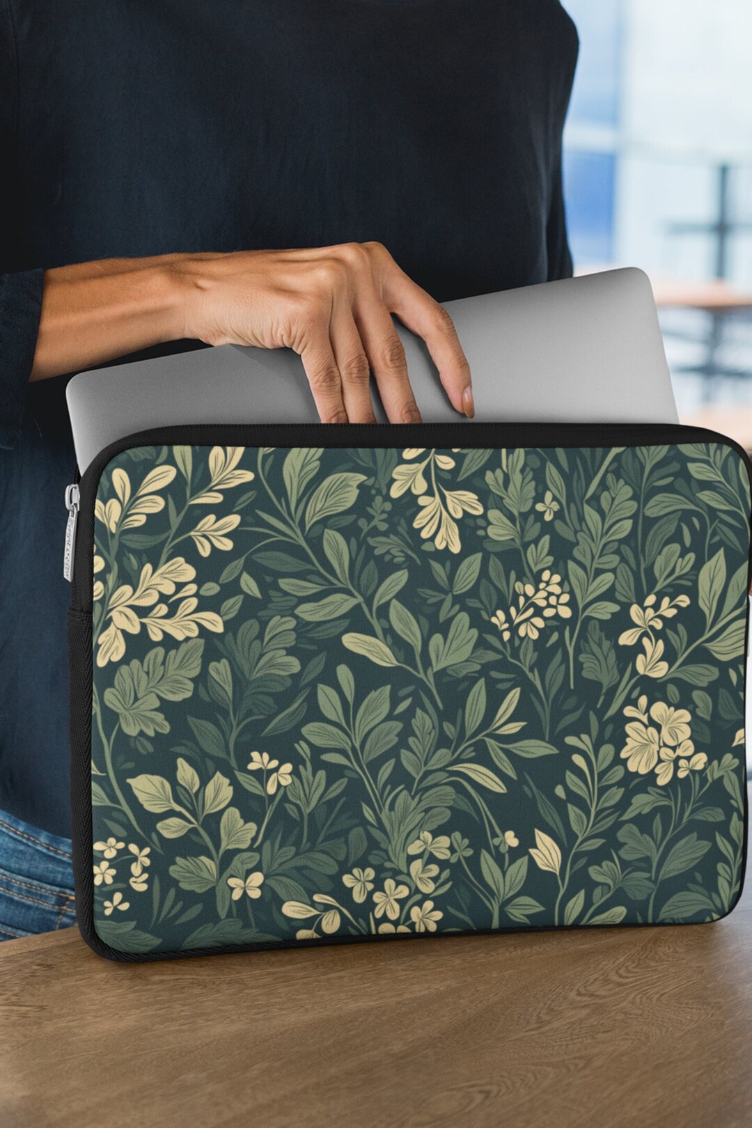 Botanical Charm Laptop Sleeve, Aesthetic Nature-inspired Laptop Case ...