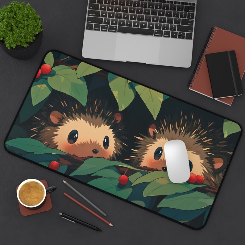 Kawaii Animal Desk Mat Featuring Cute Hedgehogs | Adorable Desk Decor ...