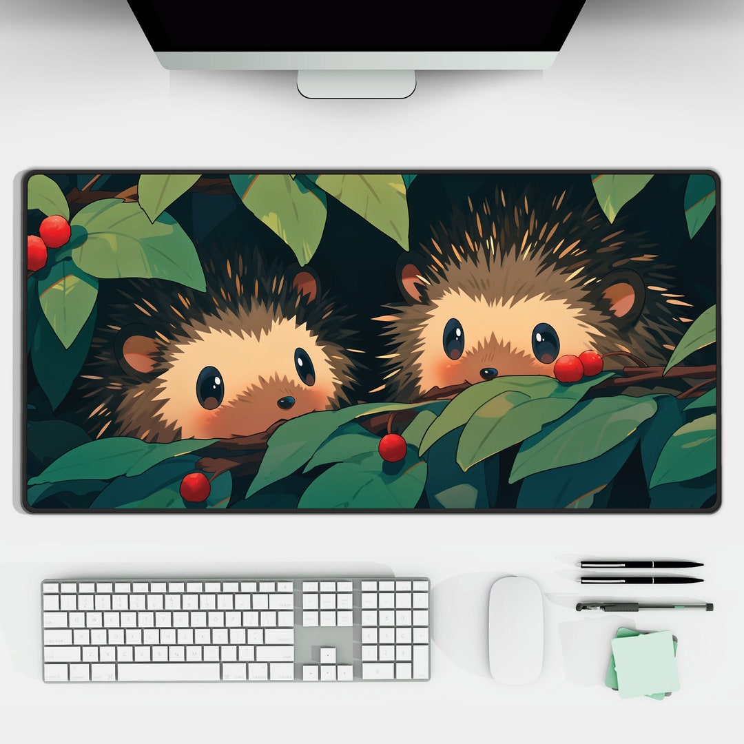 Kawaii Animal Desk Mat Featuring Cute Hedgehogs | Adorable Desk Decor ...