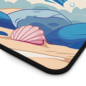 Blue Ocean Desk Mat | Cute Beach Mousepad, Aesthetic Coastline Scene ...