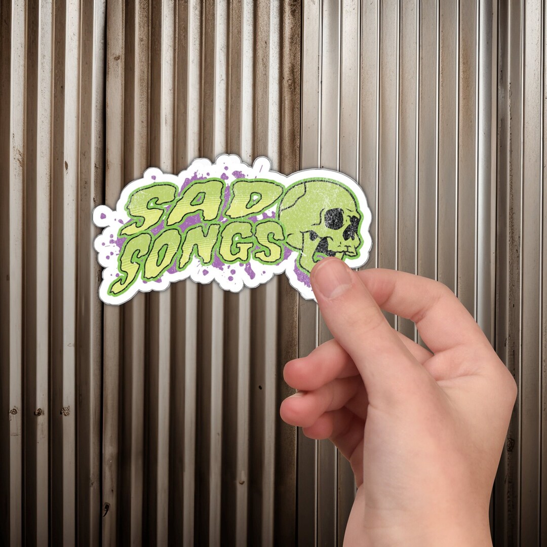 Sad Songs Sticker, Laptop Sticker, Retro, Grunge, Emo Sticker, Kiss-cut ...