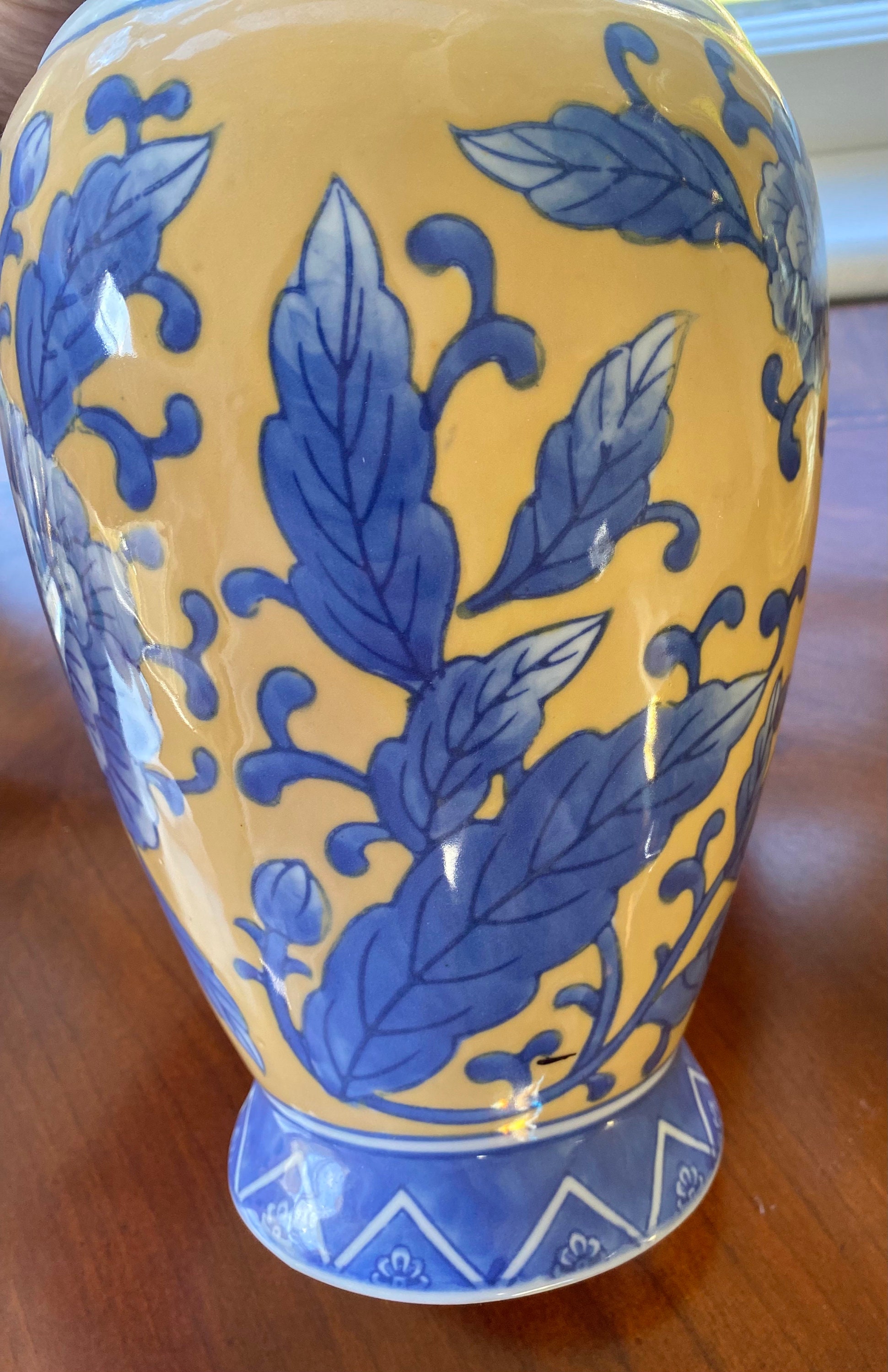 Blue & Yellow Chinoiserie Vase - Etsy
