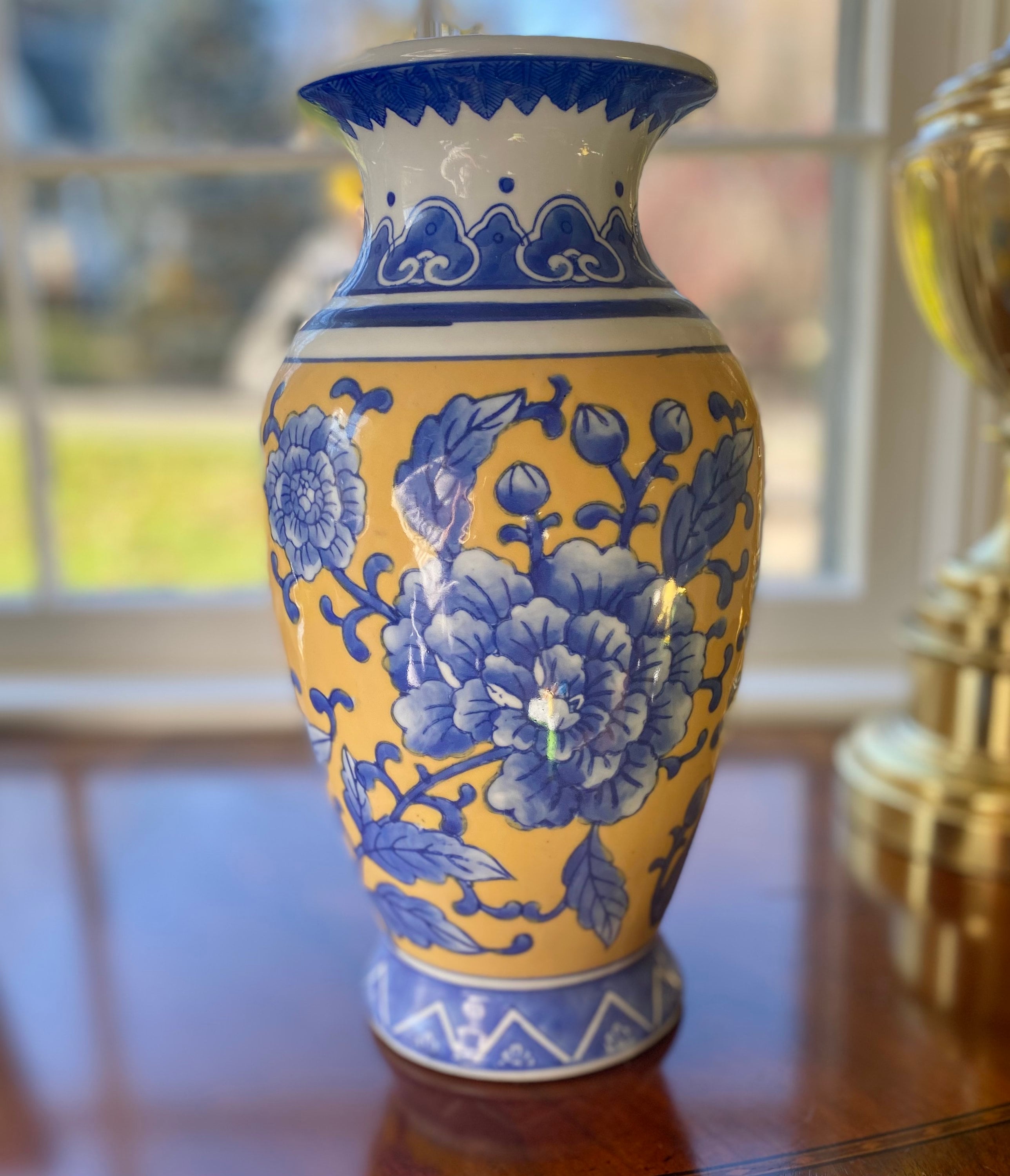 Blue & Yellow Chinoiserie Vase - Etsy