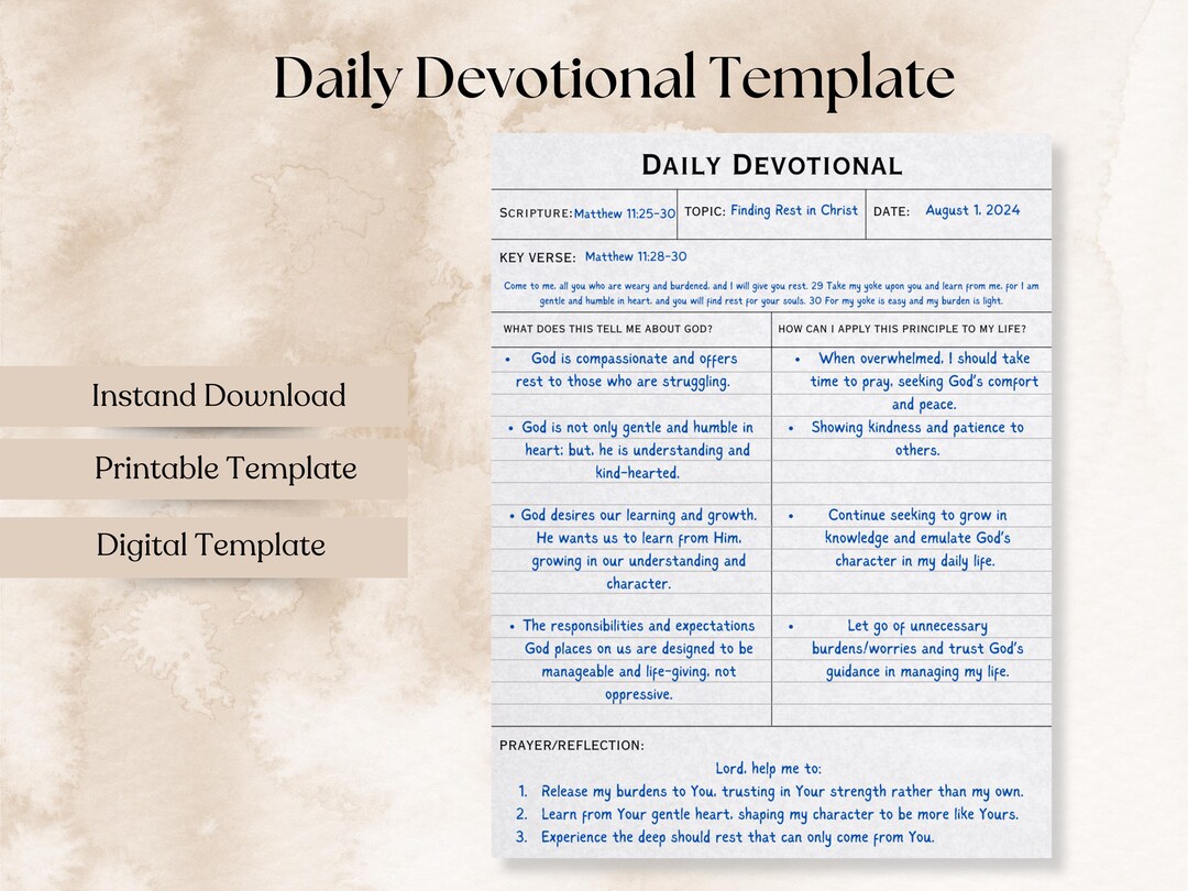 Daily Devotional/quiet Time Template - Etsy