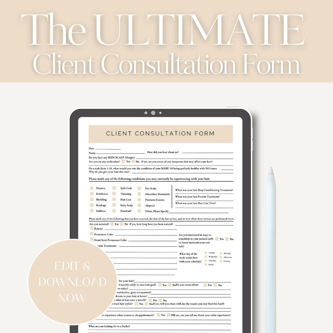 Hair Consultation Forms, Consent Forms, Intake, Waiver, Liability, Hair ...