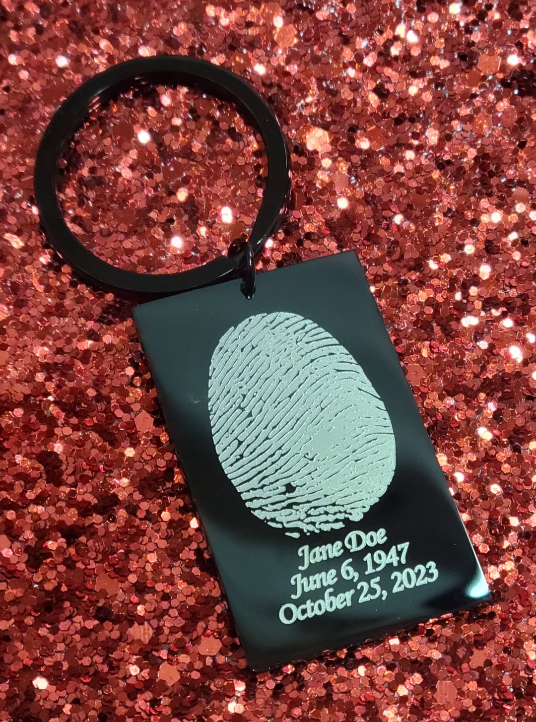 Memorial Fingerprint Keychain: Laser Engraved Stainless Steel ...