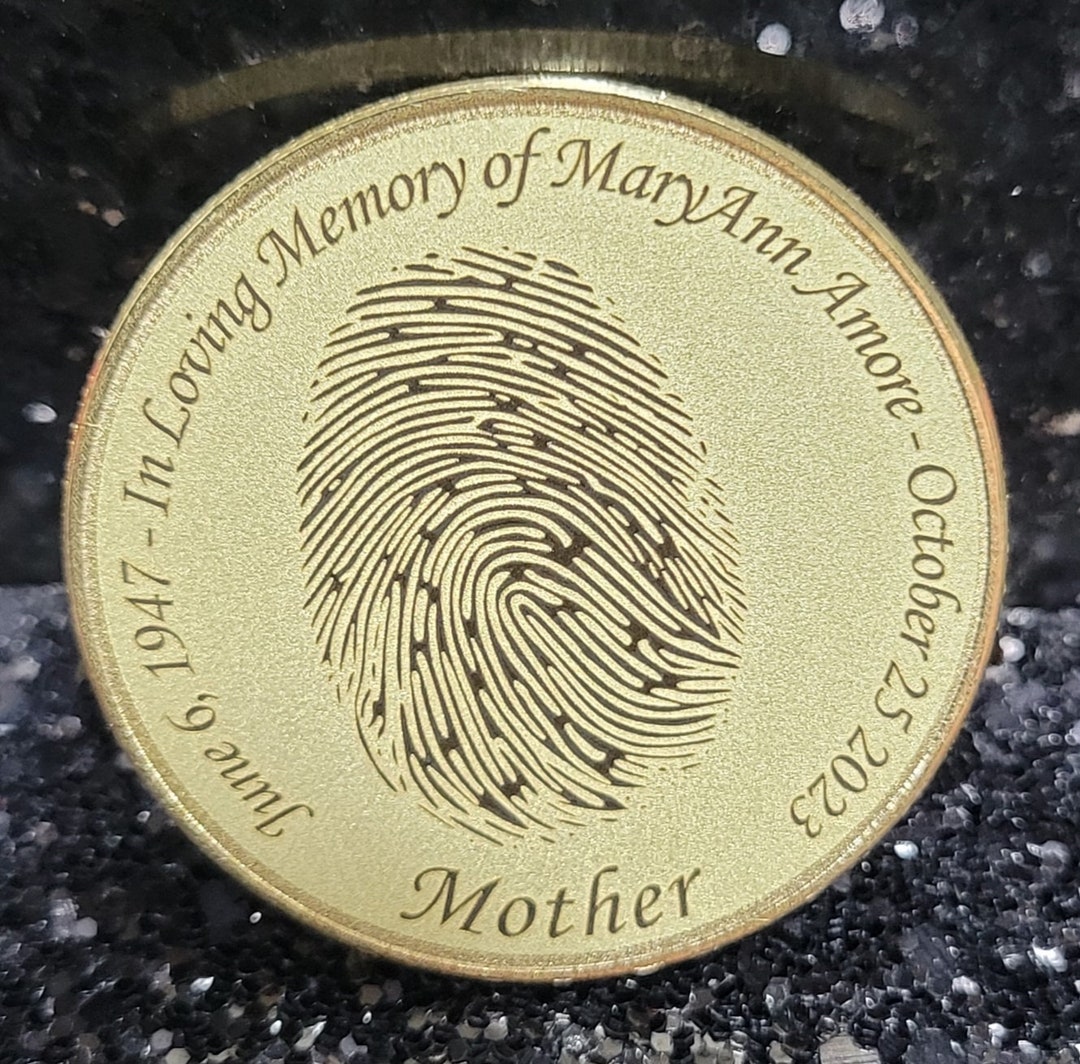 Fingerprint Gift Guardian Angel Token Family Memorial Coin Fingerprint ...