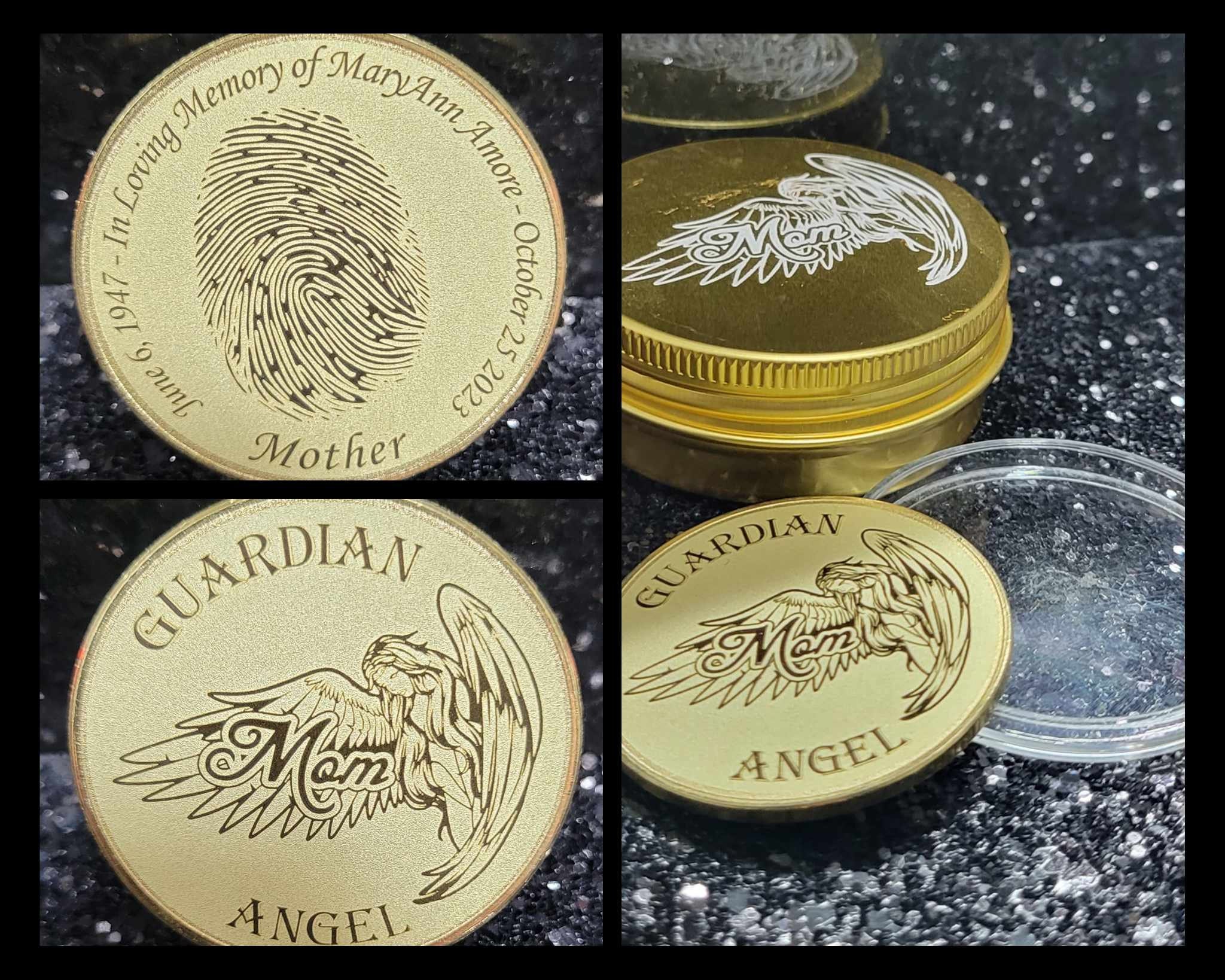 Fingerprint Gift Guardian Angel Token Family Memorial Coin Fingerprint ...