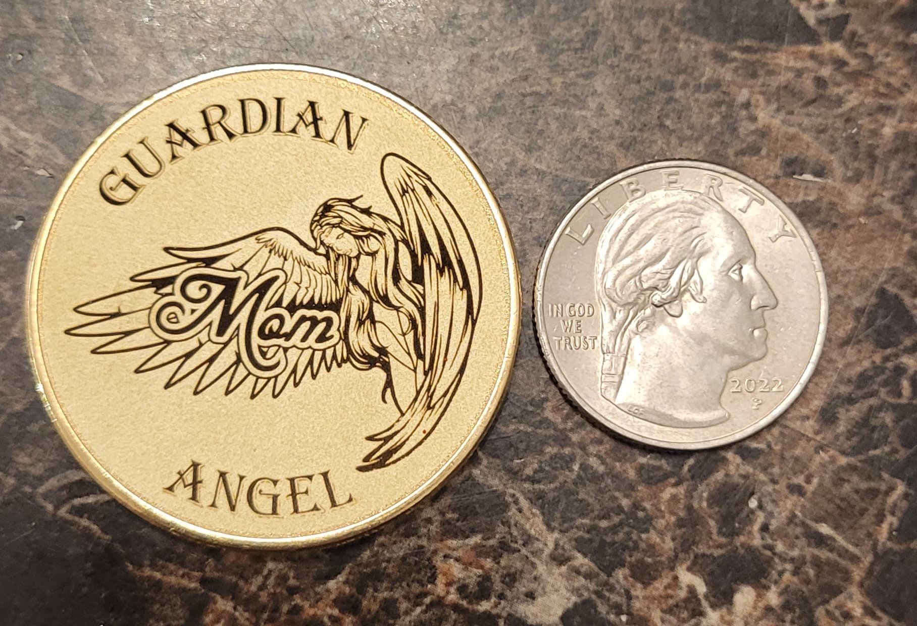 Fingerprint Gift Guardian Angel Token Family Memorial Coin Fingerprint ...