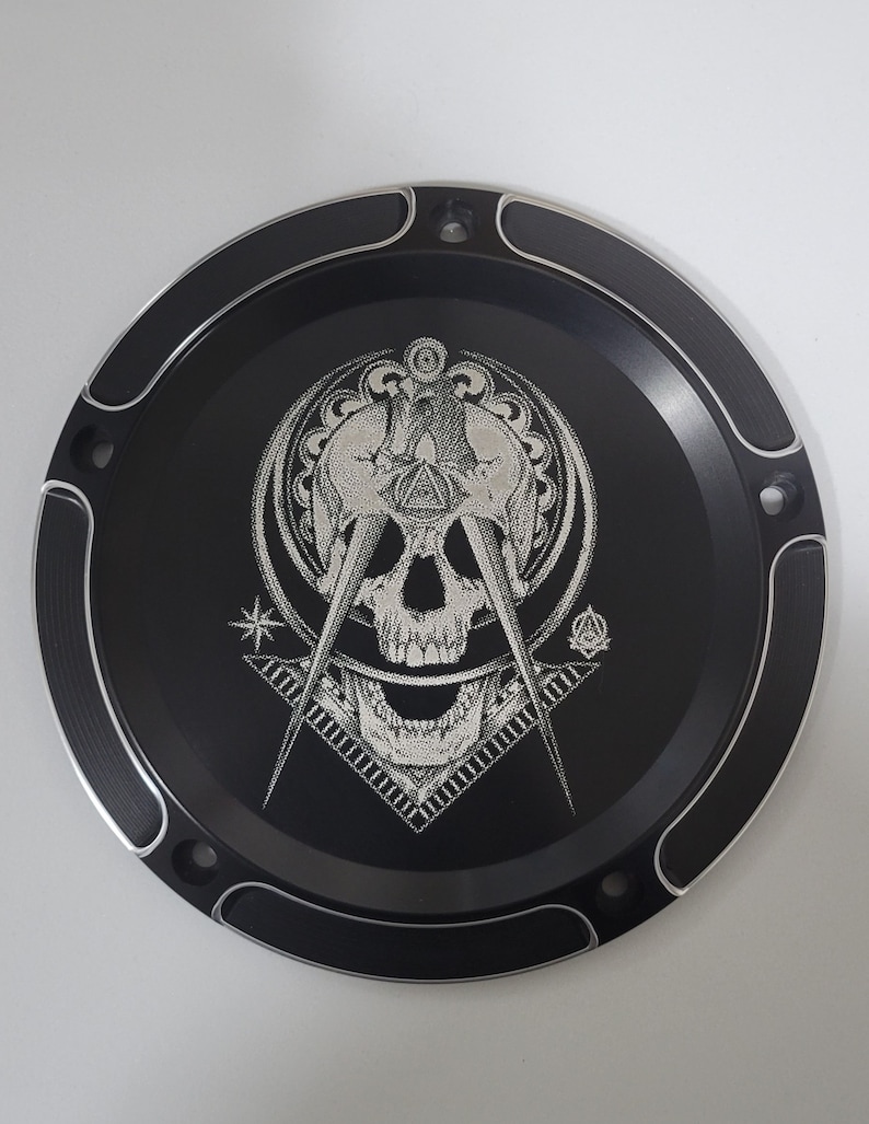Customizable Billet Aluminum Derby Cover - Black Laser Engraved for ...