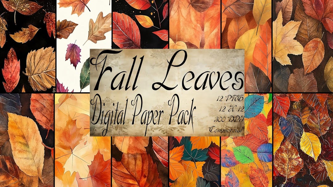 12, Digital Paper, Autumn Leaves, Fall, Leaves, Scrapbook Paper ...